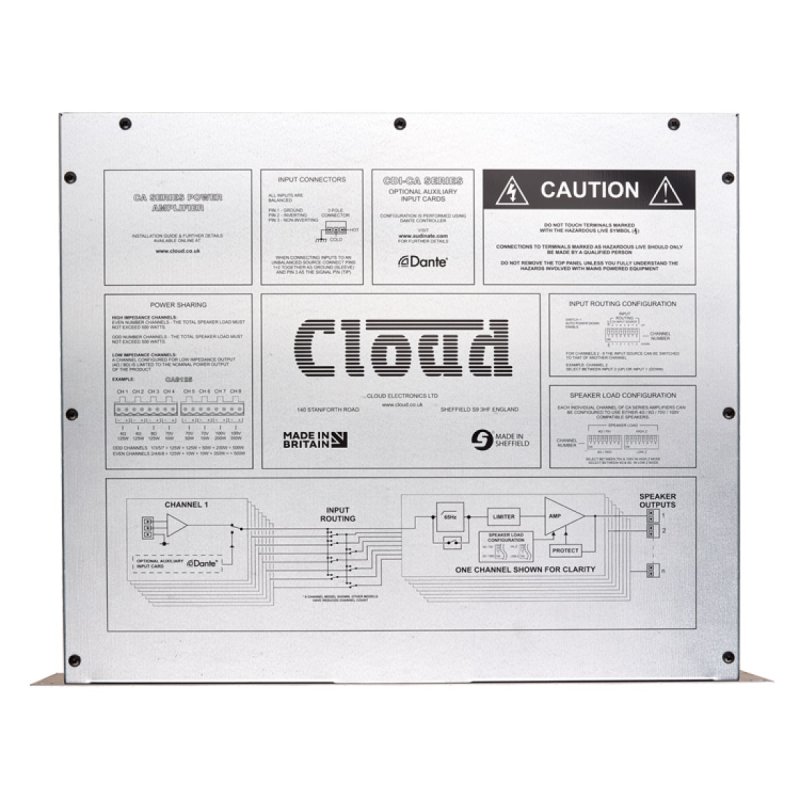 Cloud CA4250 Digital Forstærker 4 x 250 W 4 Ohm og 100 Volt
