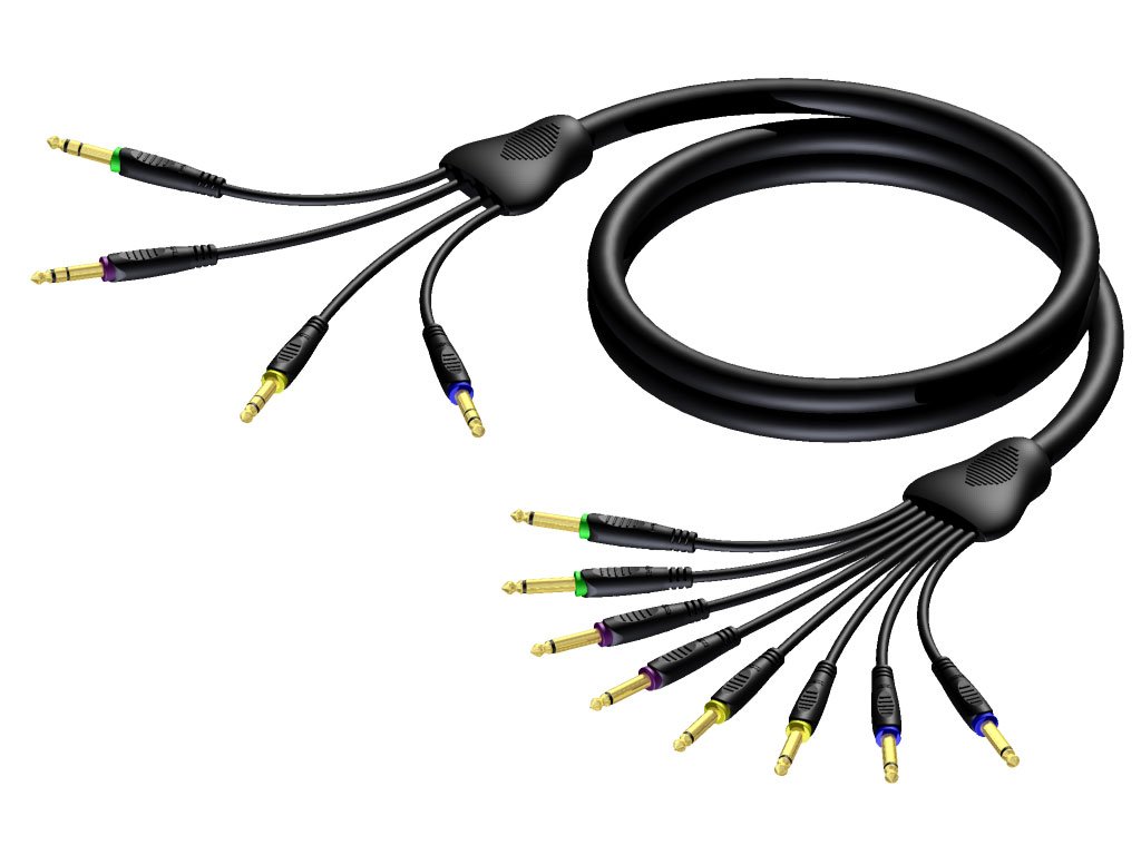 ProCab Multikabel 8 x mono jack han>4 x stereo jack 5 m