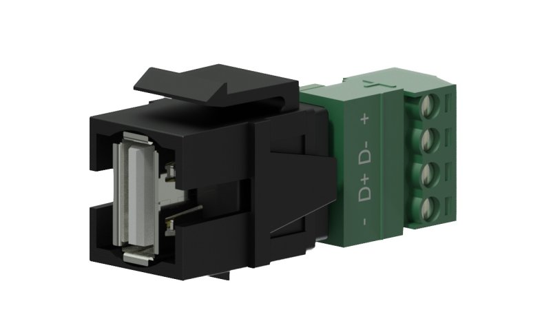 Keystone adapter usb 2.0a til 4-pin tb, Sort