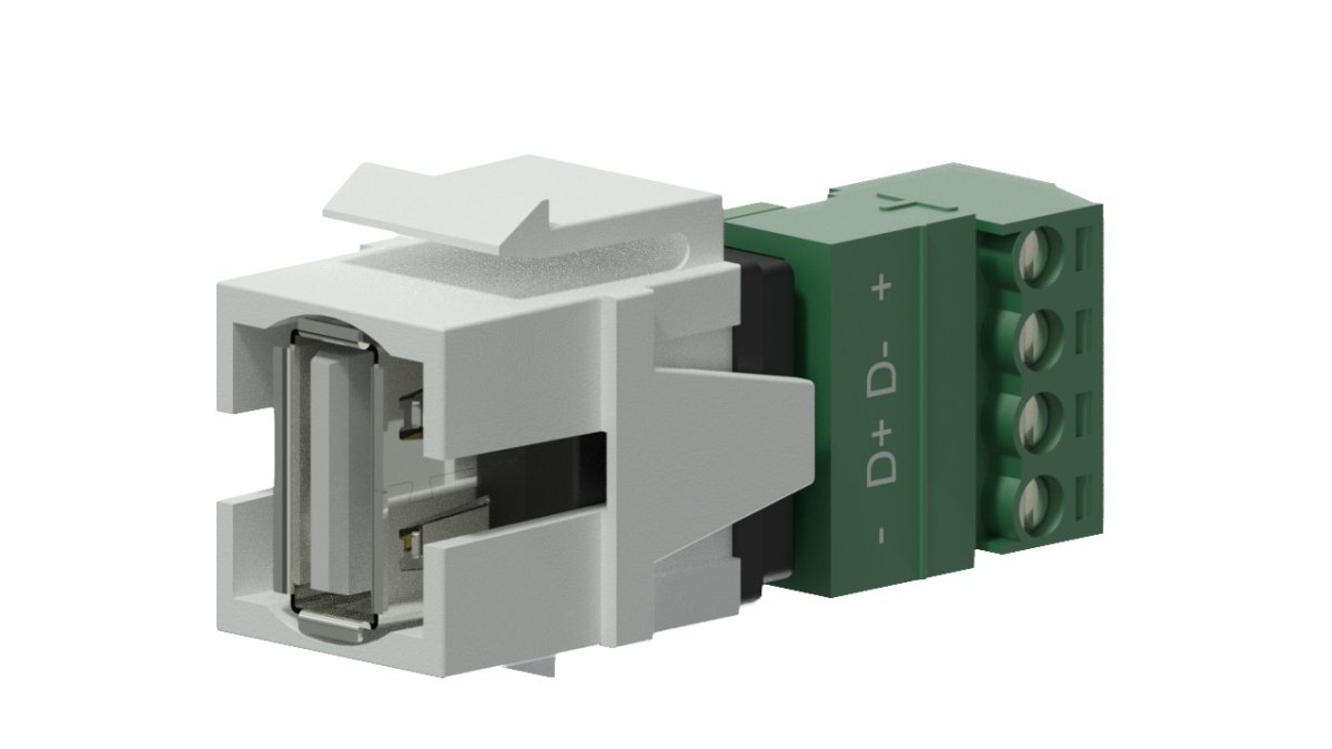 Keystone adapter usb 2.0a til 4-pin tb, Hvid